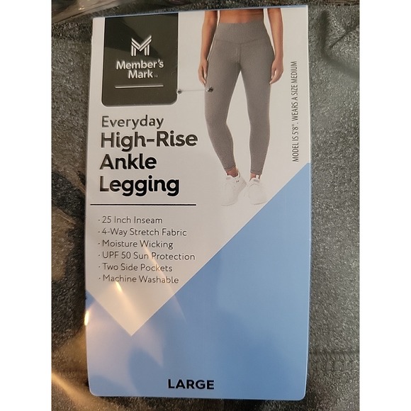 Pants & Jumpsuits | Members Mark Leggings Womens Large Everyday High Rise Ankle Gray Upf5 ...